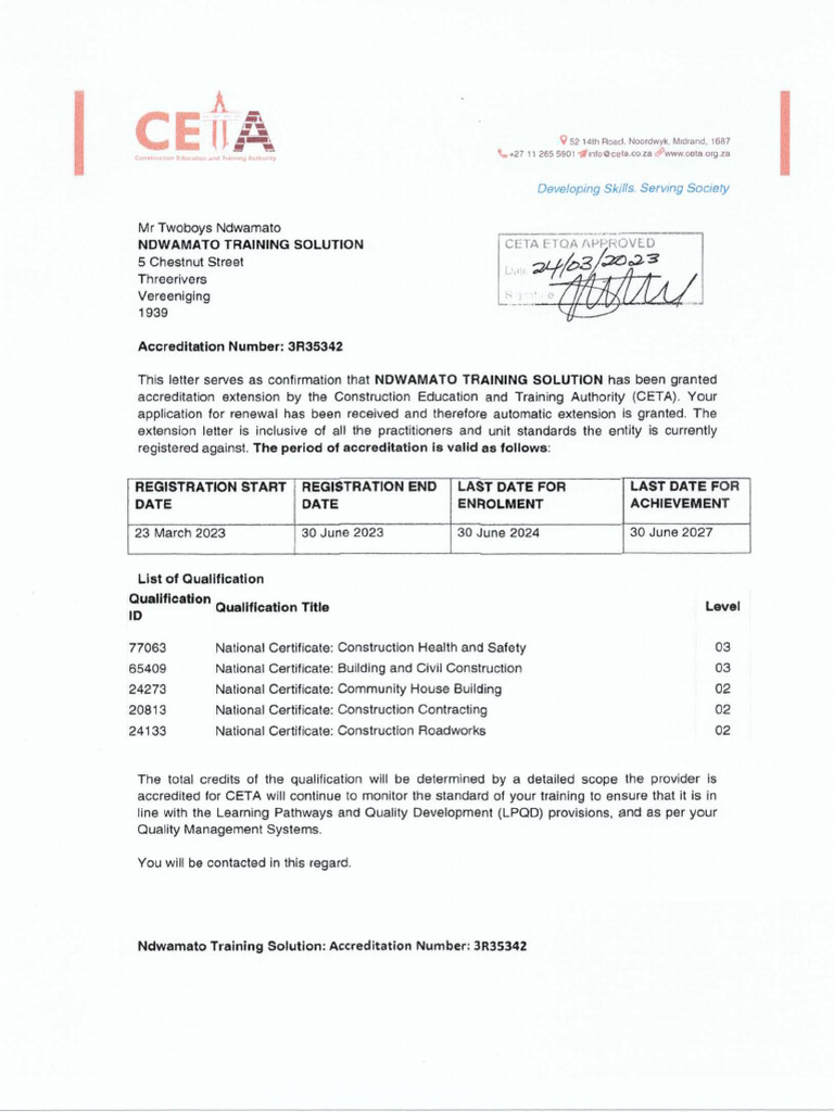 NTS Ceta Accreditation 2027 | PDF