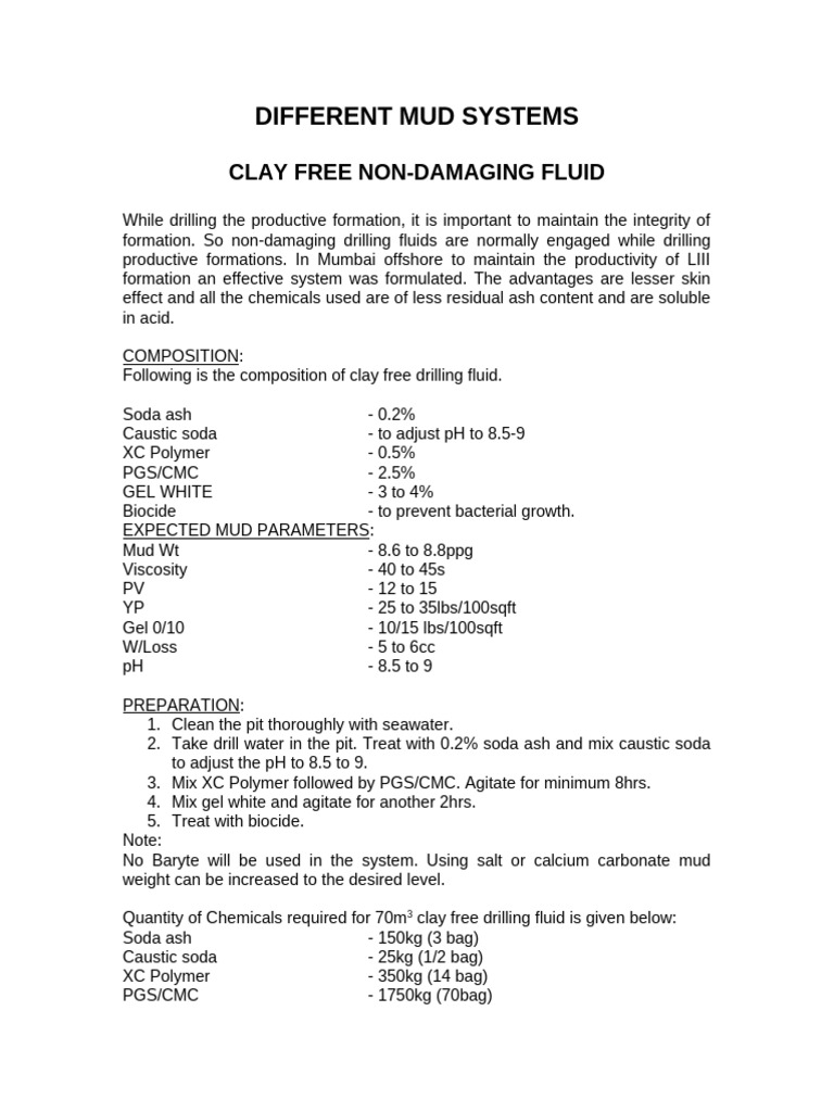 Diffrent Mud System | PDF