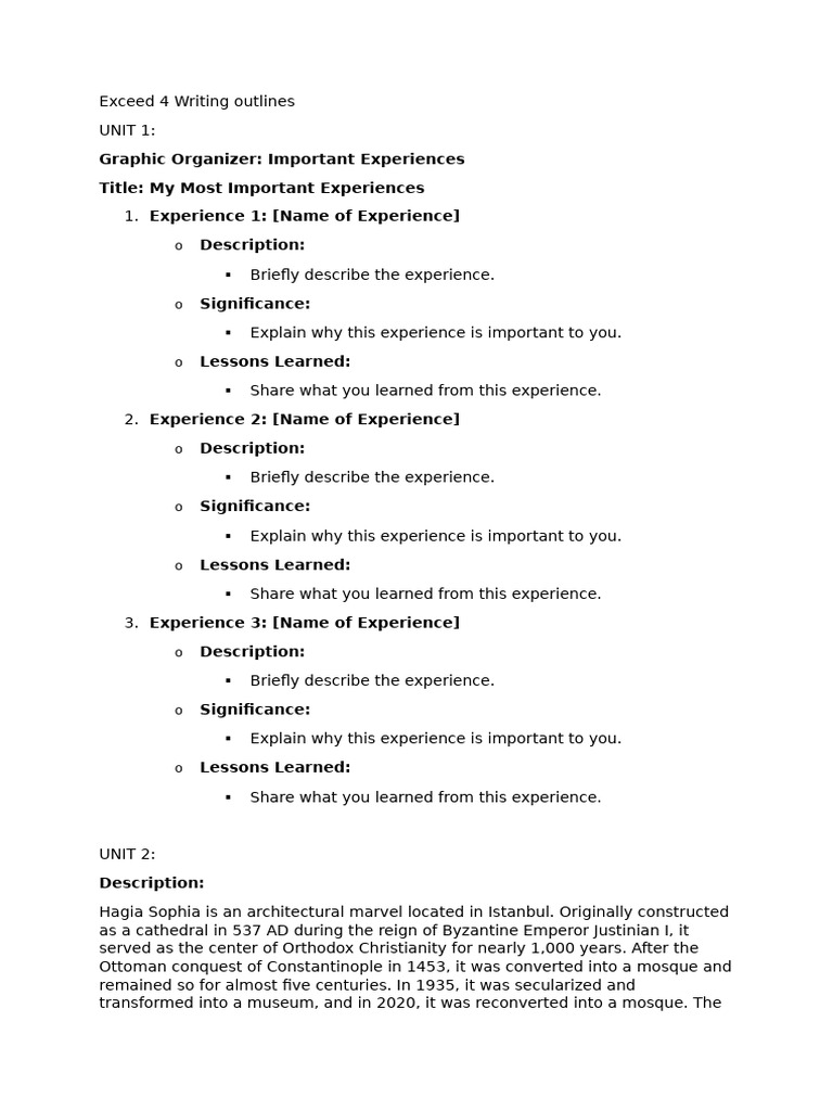 Exceed 4 Writing Outlines | PDF