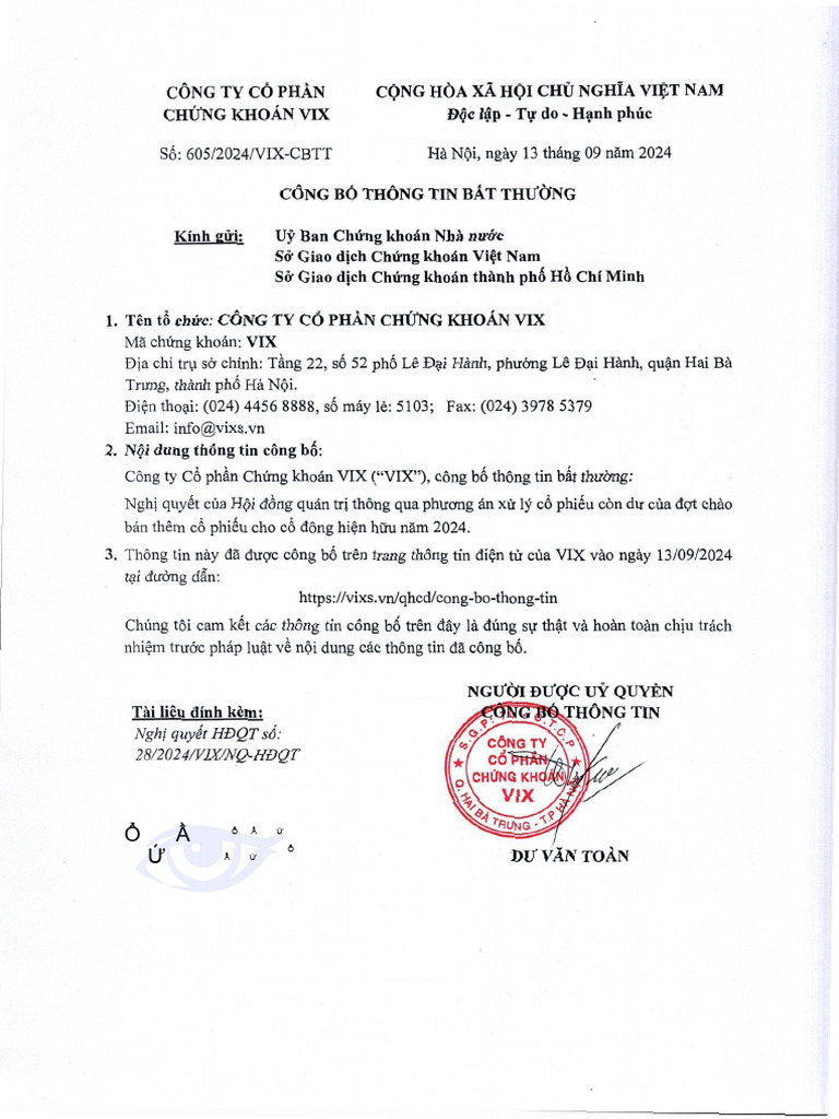 Công Ty C PH N CH NG Khoán VIX | PDF