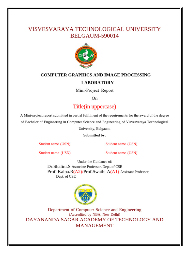 CG & IP Lab Mini Project Template 23-24 | PDF