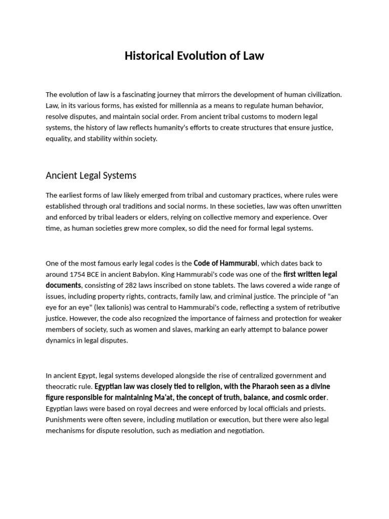 Evolution of Law Through History | PDF | Roman Law | Politics