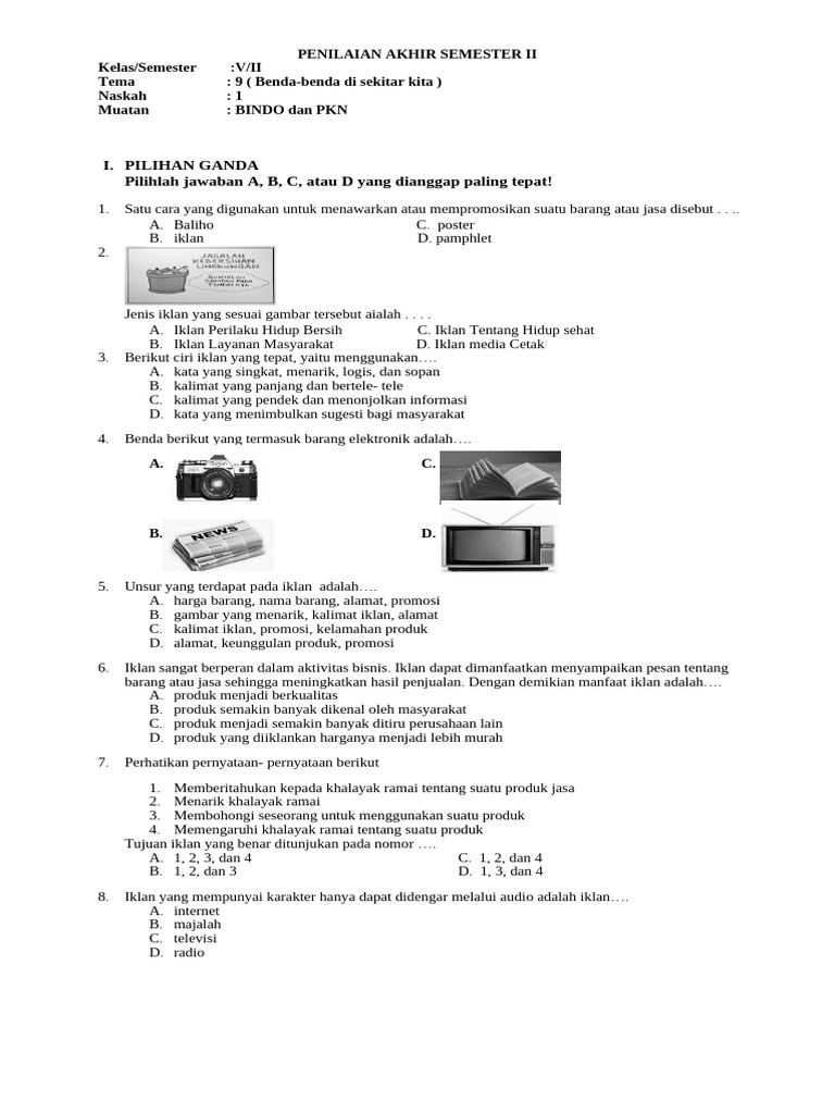 BUTIR SOAL Tema 9 Naskah 1 | PDF