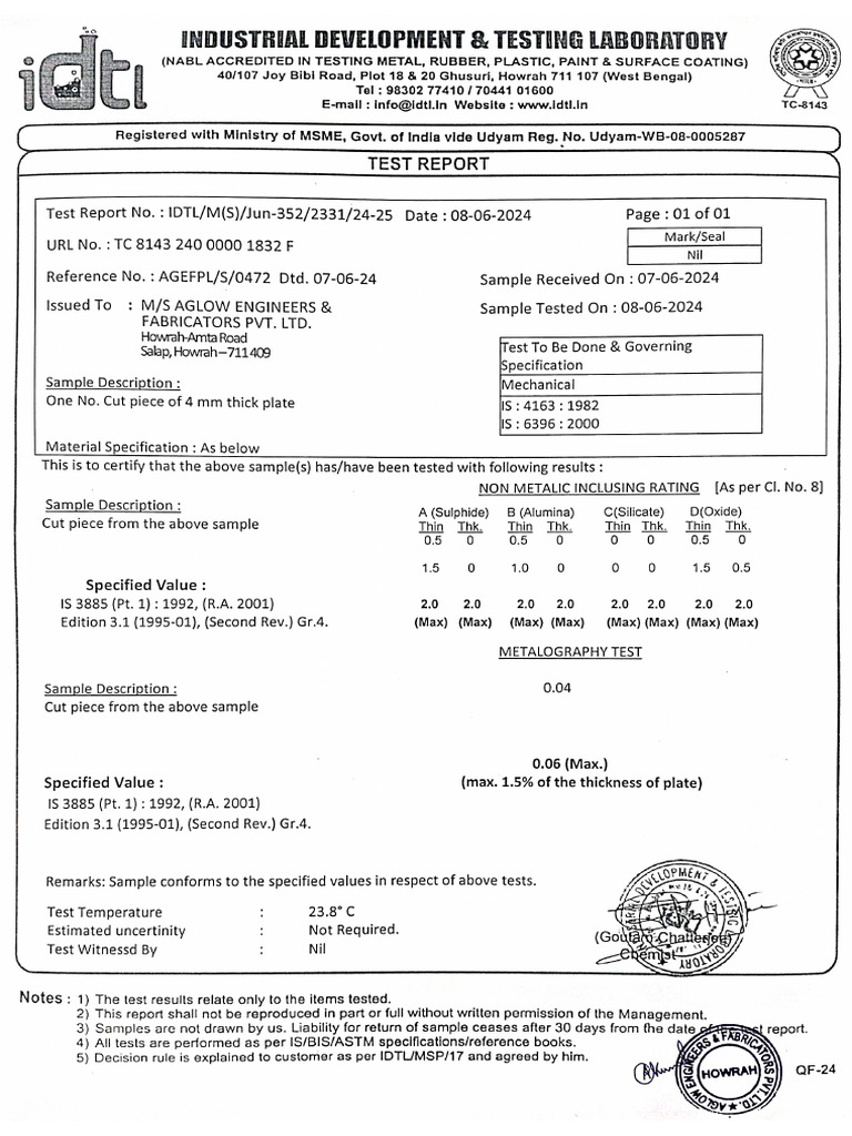 Inclusion rating & Depth of decarburization (2) | PDF