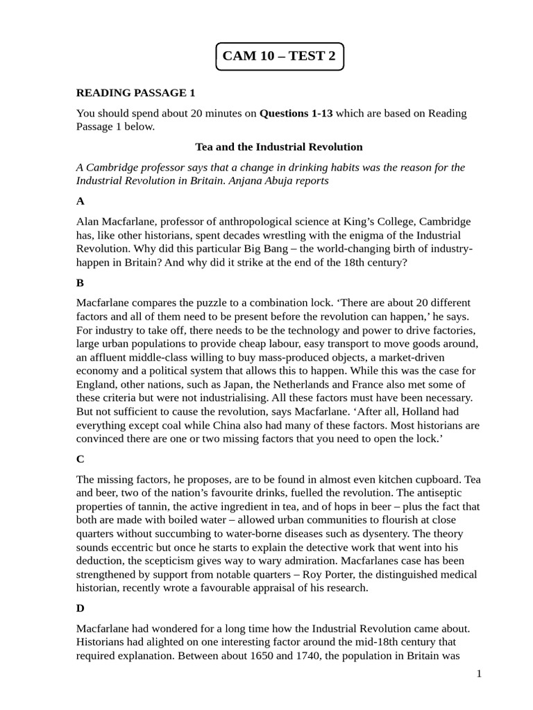 Cam 10 - Test 2 - Reading | PDF