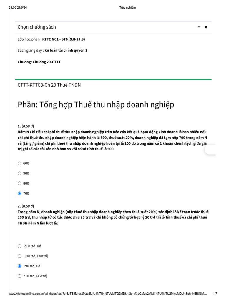 PH N: T NGH P Thu Thu NH P Doanh Nghi P: CH NCH NG Sách | PDF
