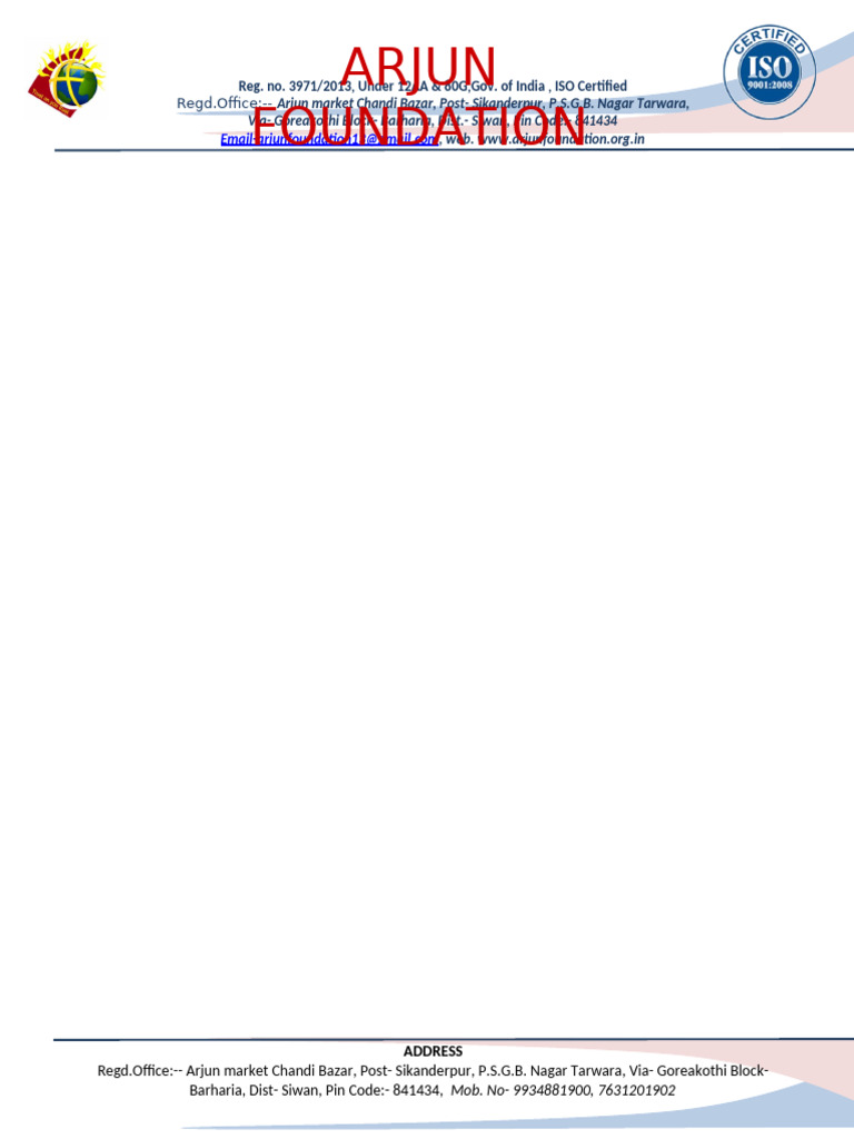 Arjun Foundation Letter Head | PDF