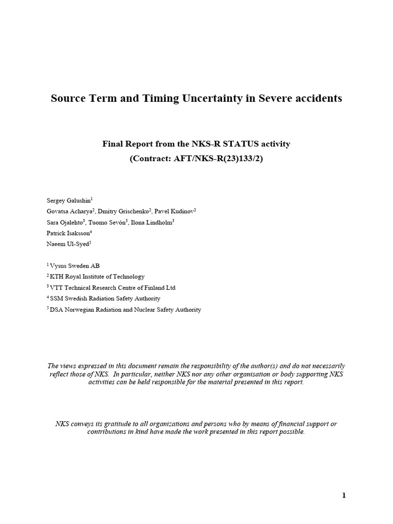 Source Term and Timing Uncertainty in Severe Accidents Phase 3 | PDF | Nuclear Energy ...