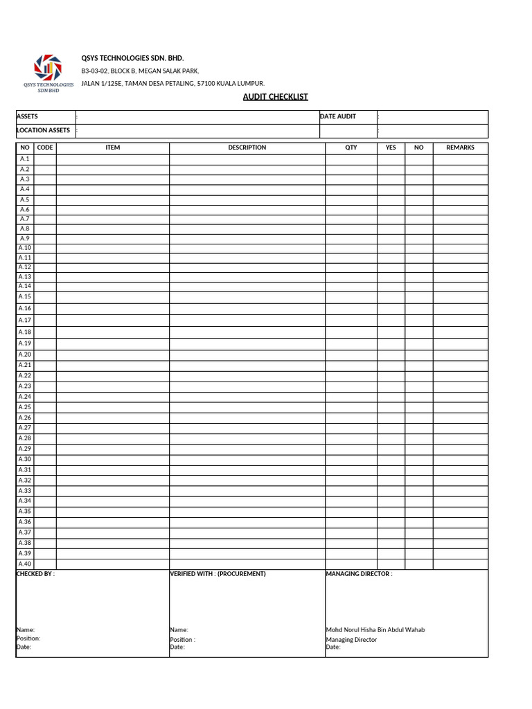 Audit Form | PDF