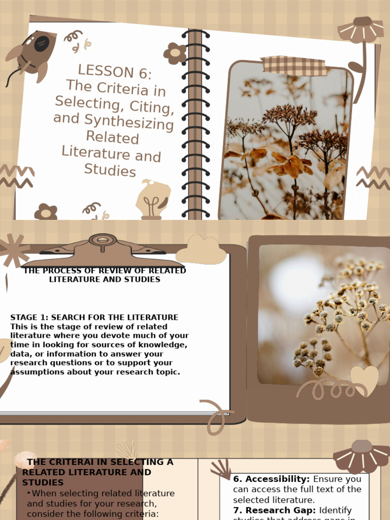 LESSON 6 The Criteria in Selecting Citing and Synthesizing Related Literature and Studies | PDF