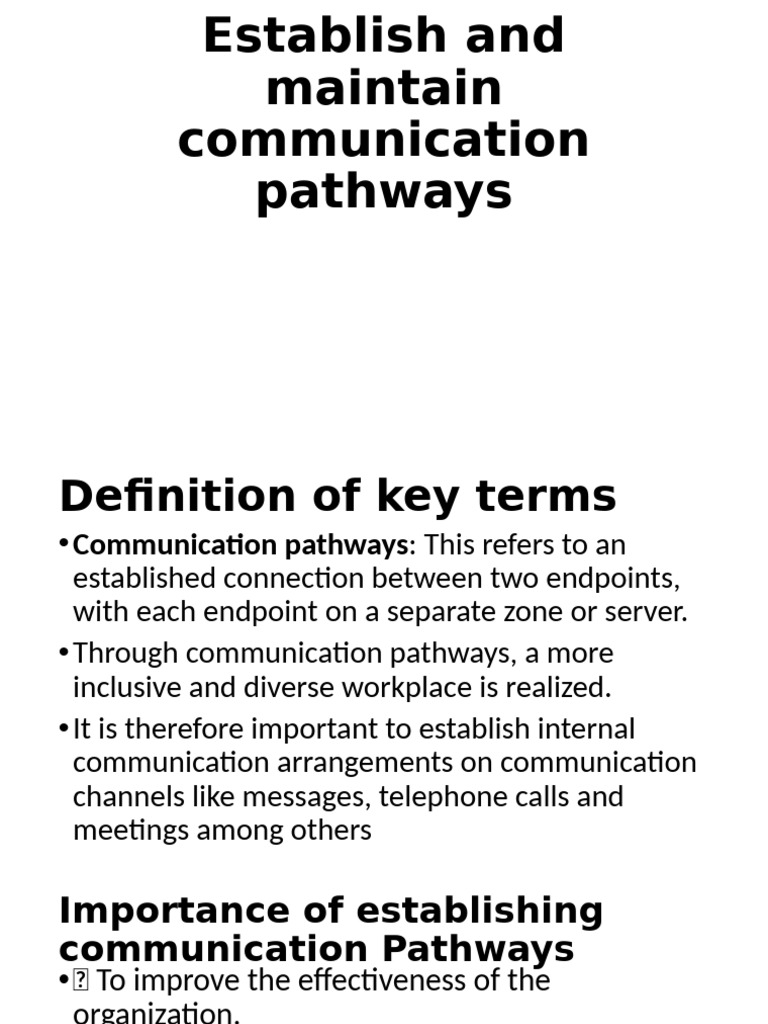 Establish and Maintain Communication Pathways 2 | PDF