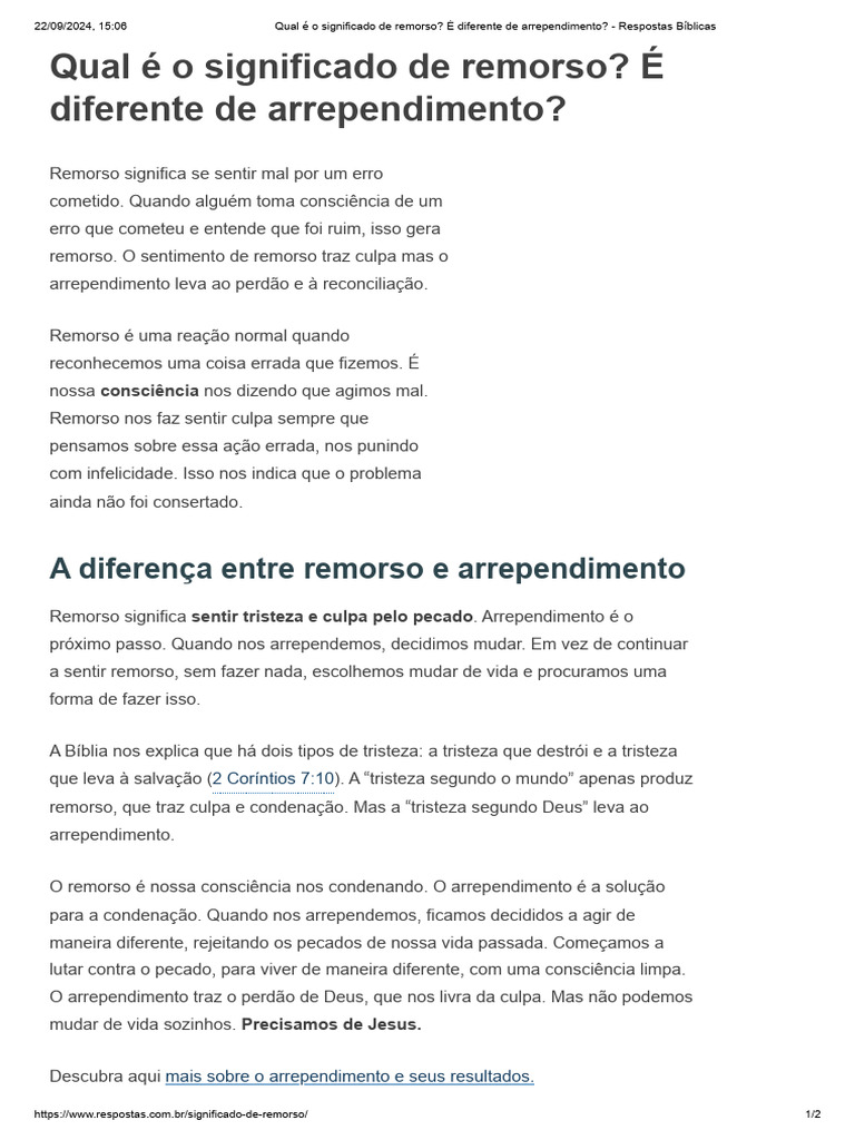 Qual É o Significado de Remorso - É Diferente de Arrependimento ...