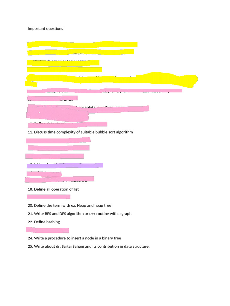 Important Questions BCA | PDF