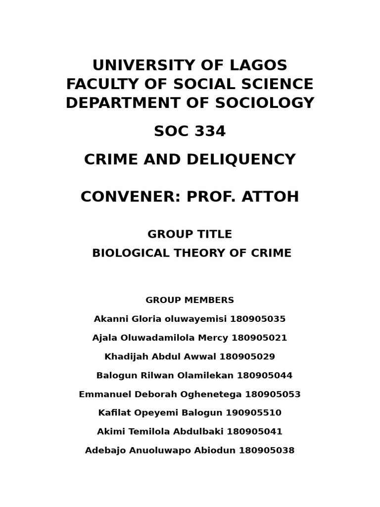 Biological Theories of Crime | PDF