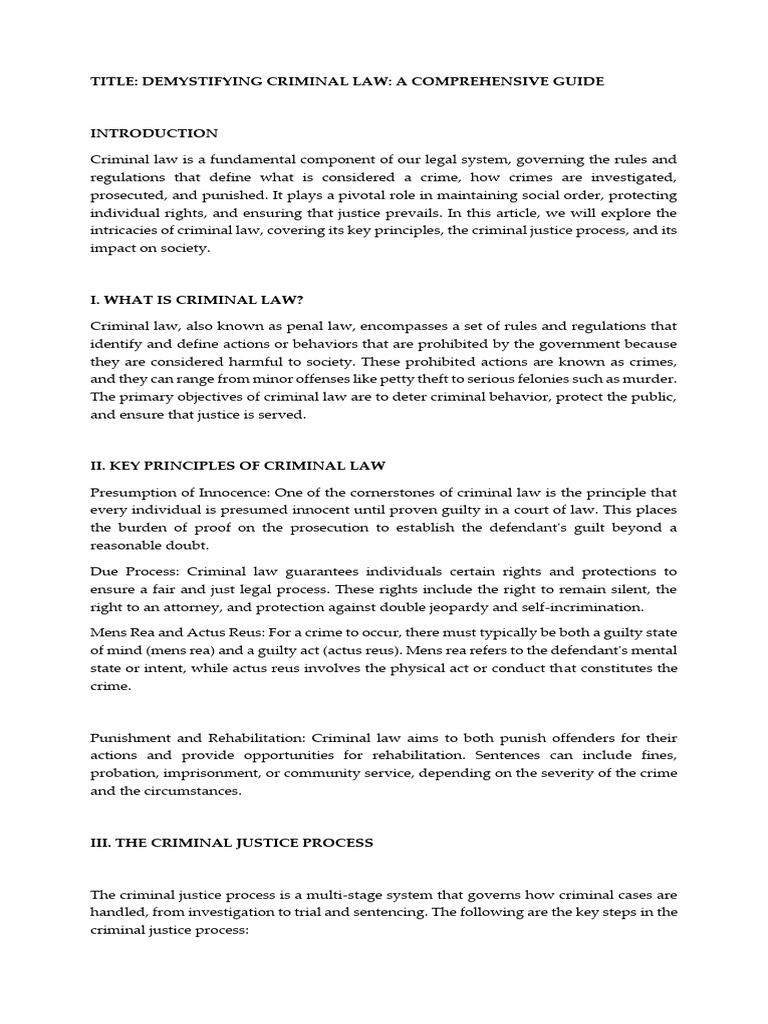 Demystifying Criminal Law | PDF