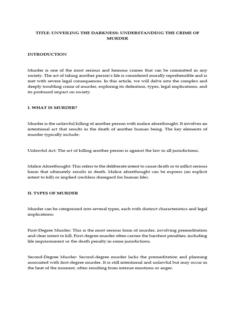 Understanding The Crime of Murder | PDF | Murder | Politics
