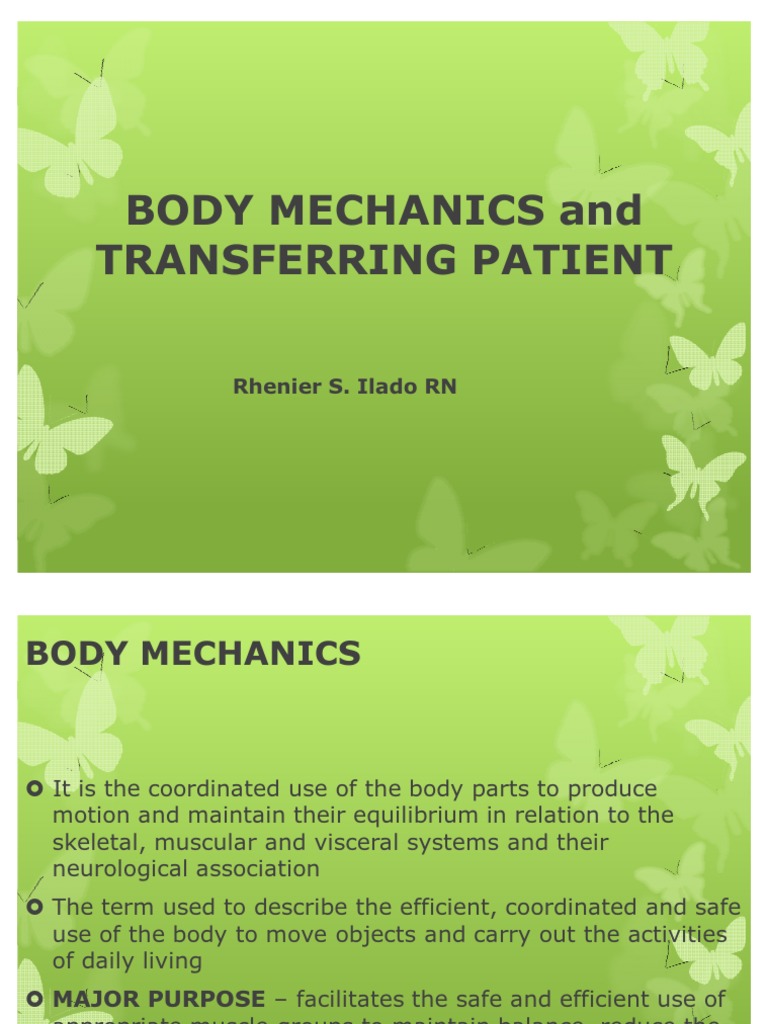 Body Mechanics and Transferring Patient | PDF | Anatomical Terms Of ...