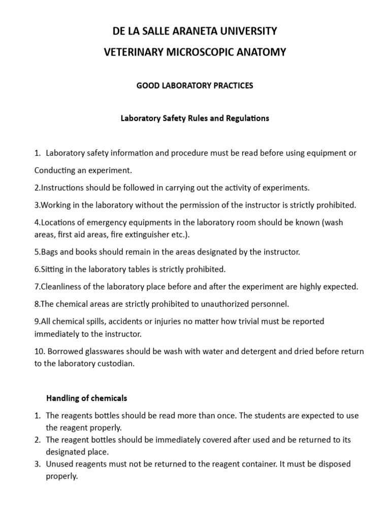 Laboratory Rules and Regulations | PDF