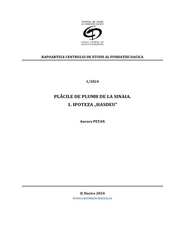 Placile de Plumb de La Sinaia 1 Ipoteza | PDF