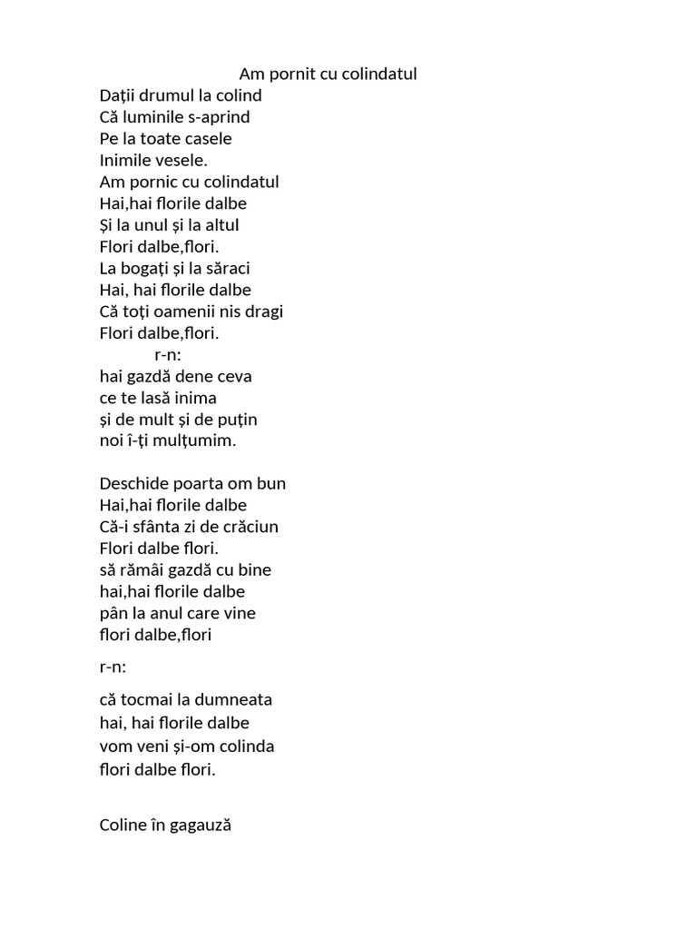 Am Pornut Cu Colindatul | PDF