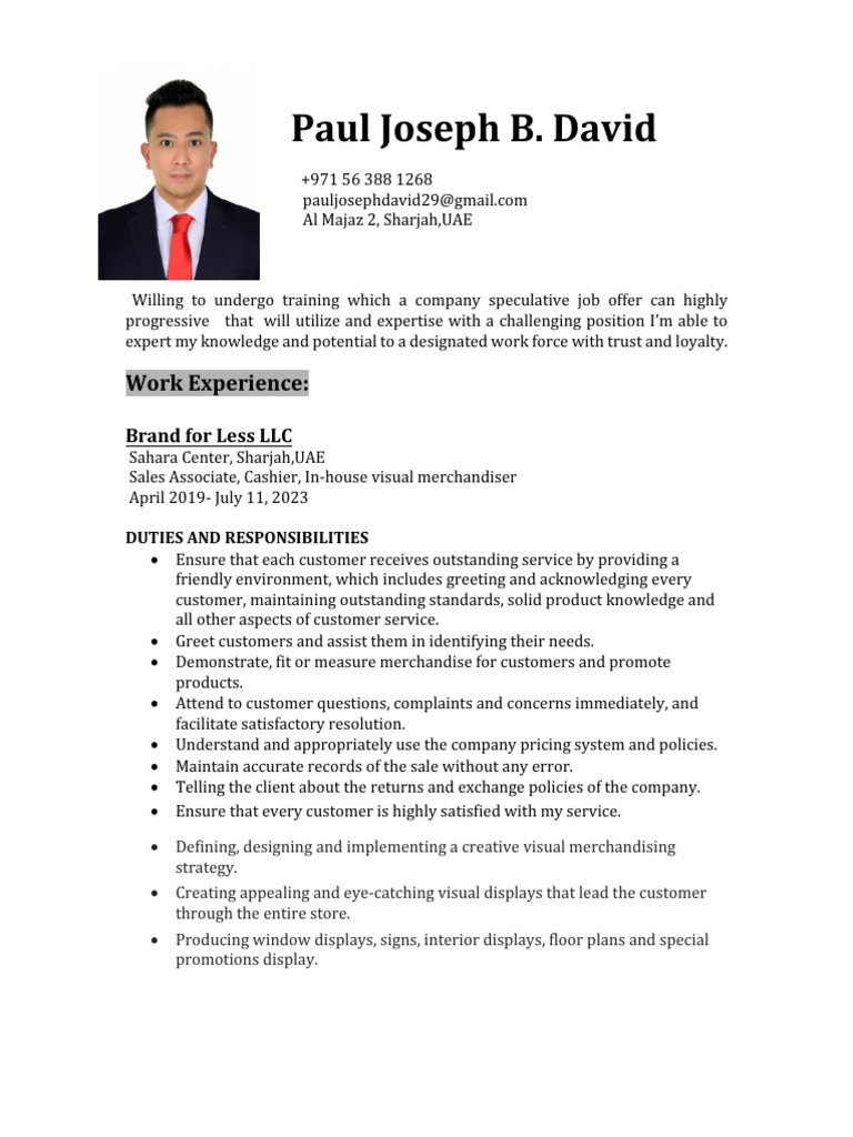 Paul Joseph B David CV | PDF