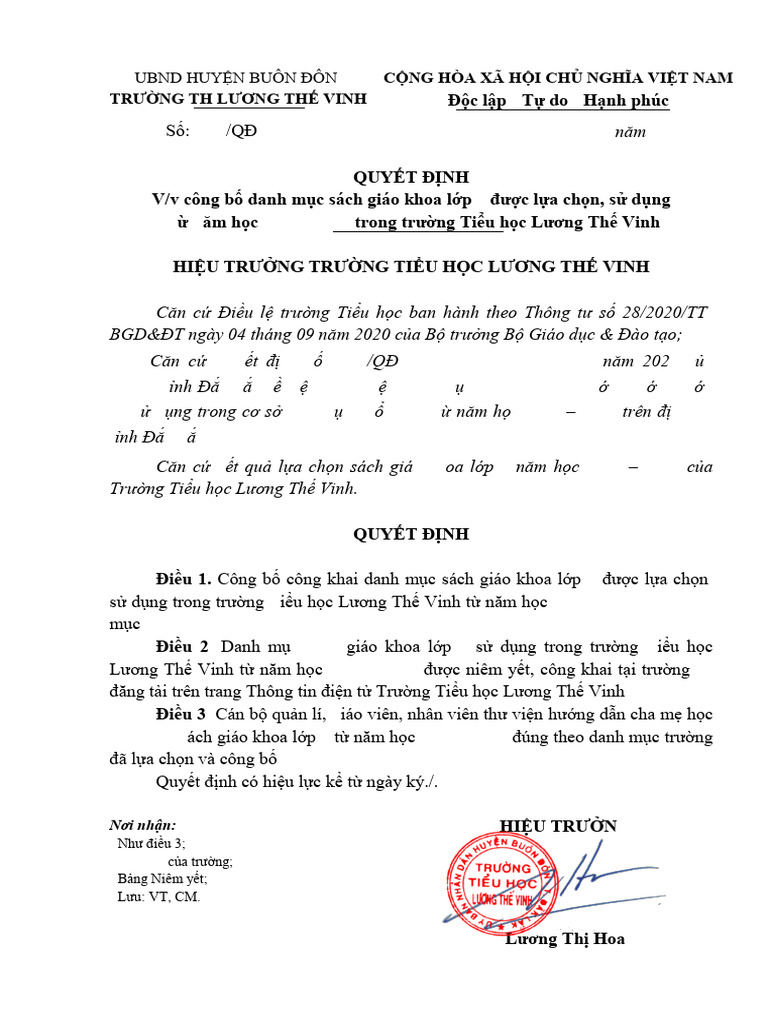 QUYET DINH CONG BO SGK LOP 5 NAM HOC 2024-2025 d1088 | PDF