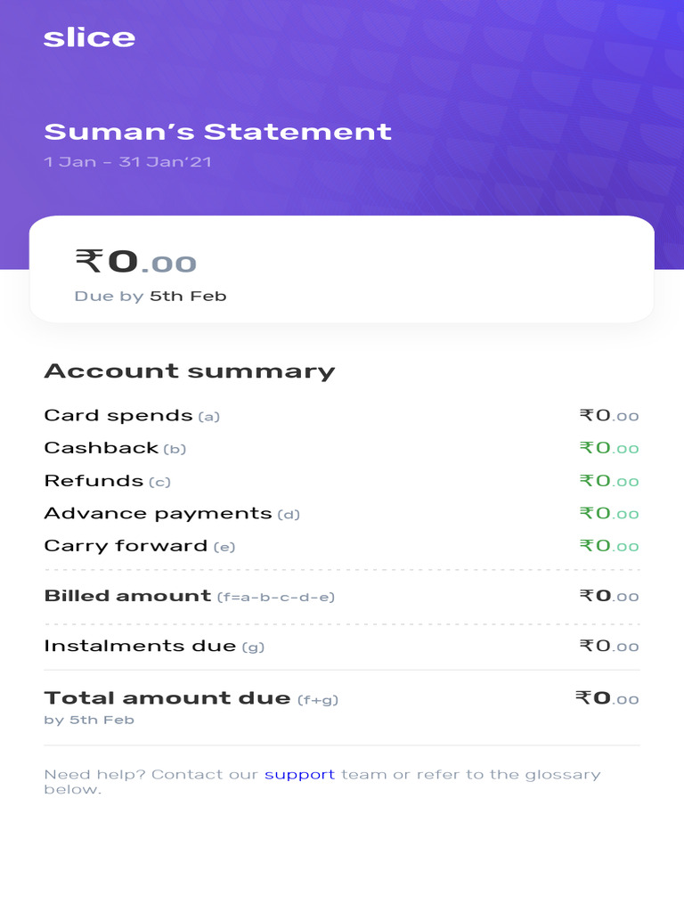 Slice Account Statement - Jan '22 | PDF