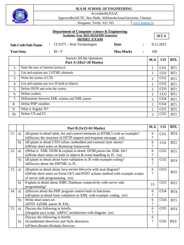 WT CCS375 Model Qs | PDF