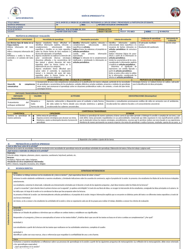 Sesión #04 - Refuerzo Escolar - Sem26 | PDF