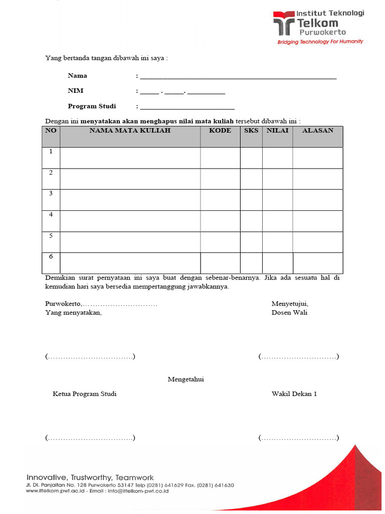 Form Penghapusan Mata Kuliah | PDF