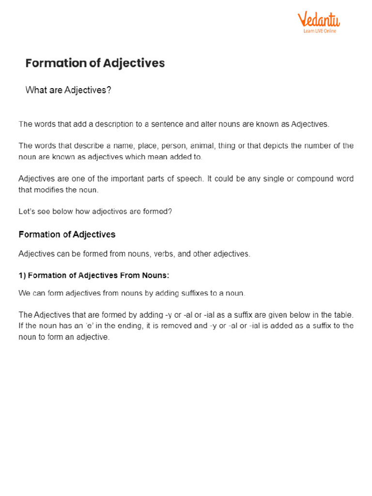 Formation of Adjectives | PDF