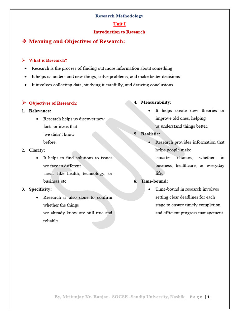 RM Unit 1 Notes F | PDF