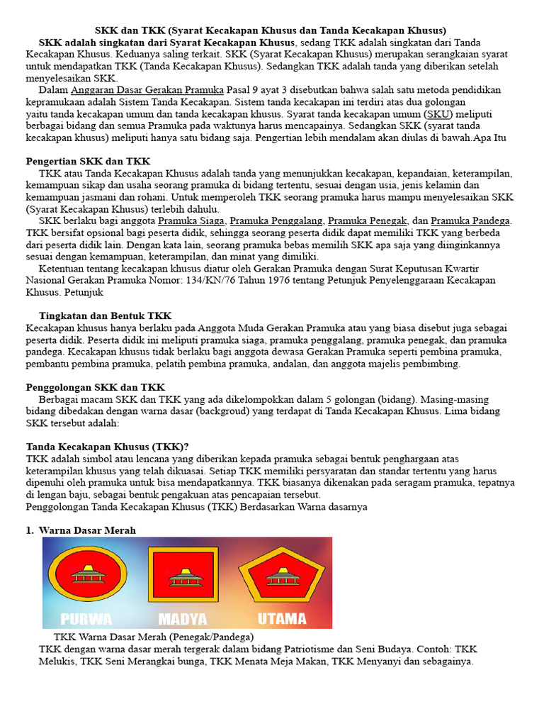 Pengenalan SKK Dan TKK | PDF