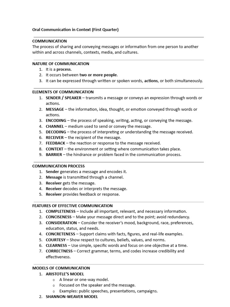 Oral Communication Reviewer | PDF