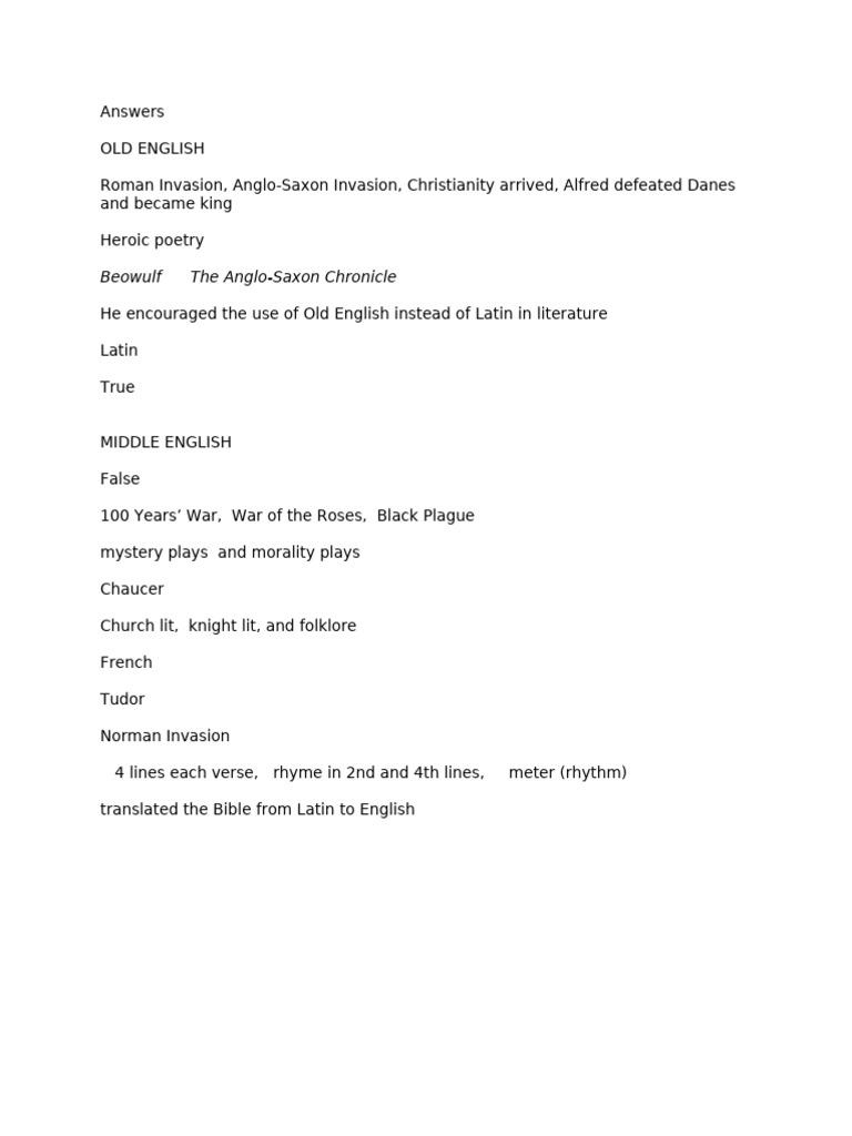 Litanswers | PDF | English Literature
