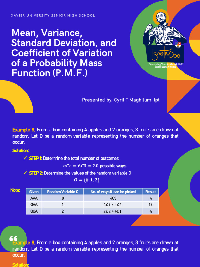 Math 102 - Mean Variance SD and CV of A PMF - W2 - Revised - RICCI B | PDF
