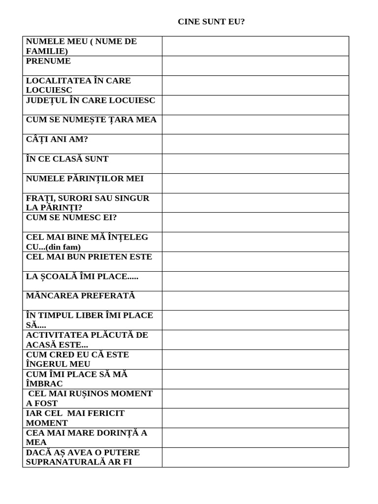 Test de Cunoastere Si Autocunoastere | PDF