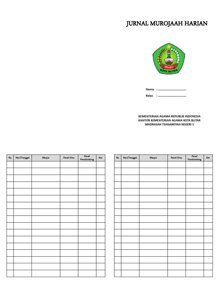 Format Jurnal Murojaah | PDF