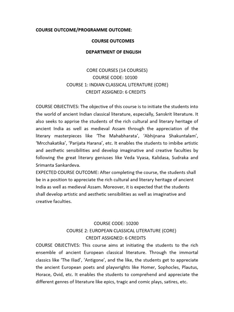 Course Outcome English | PDF