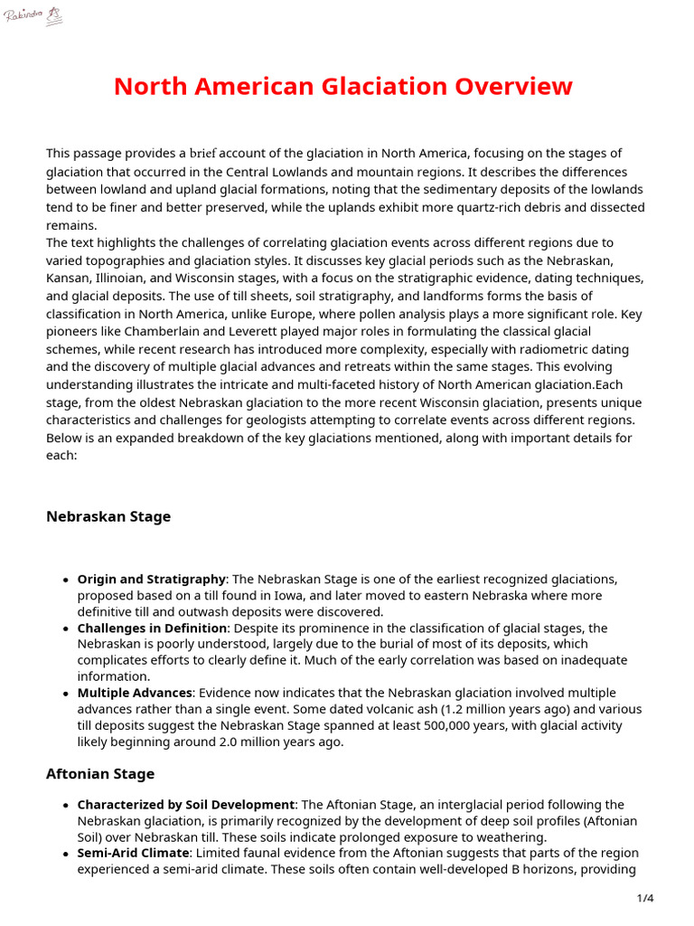 North American Glaciation Stages | PDF | Earth Sciences | Physical ...
