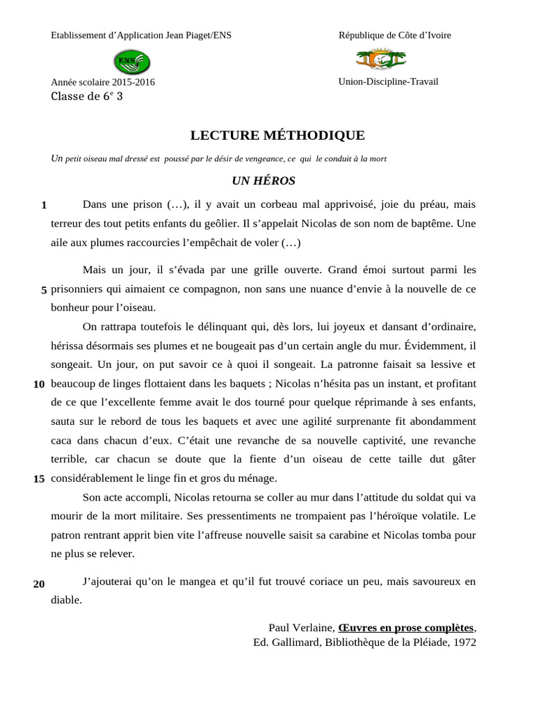 Texte Récit Simple Le Héro | PDF