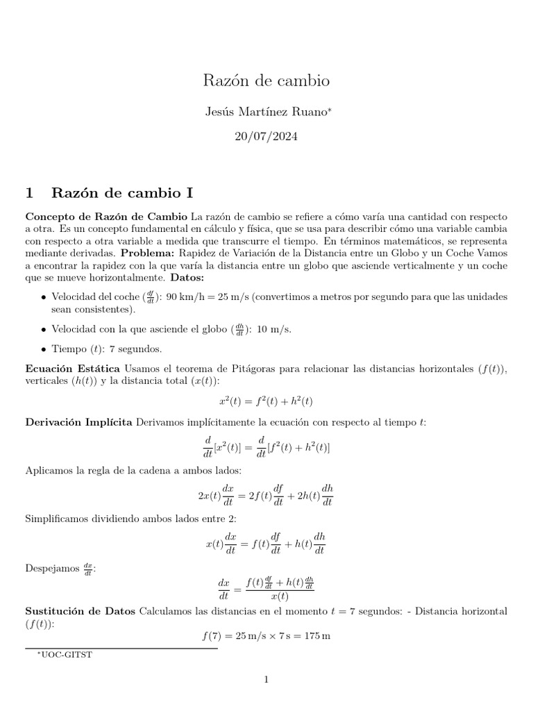 Razón de Cambio | PDF