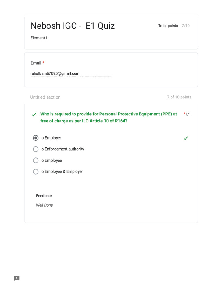 Nebosh IGC - E1 Quiz | PDF