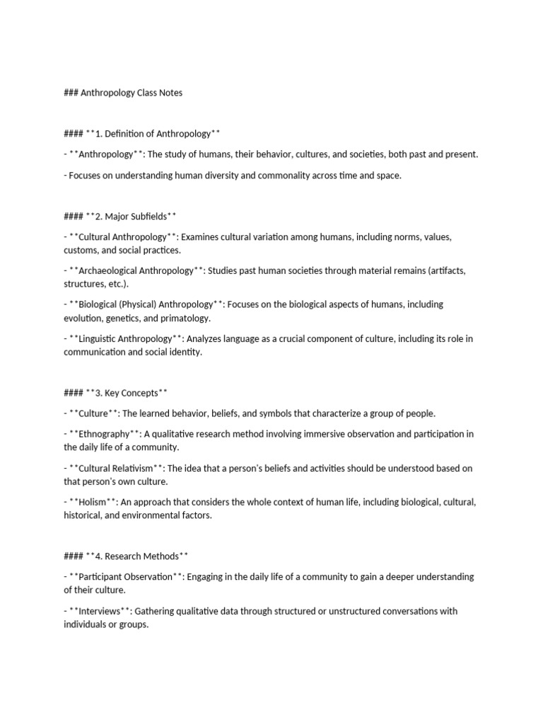 Anthropology 4550 Class Notes | PDF | Anthropology | Social Science