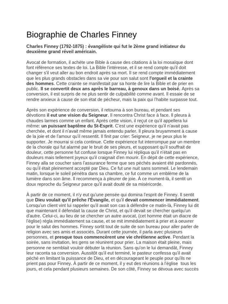 Biographie de Charles Finney | PDF