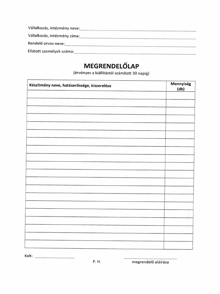 Gyógyszertár Megrendelő Lap | PDF