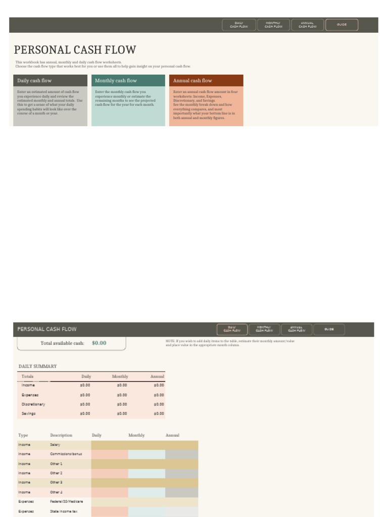 Simple Personal Cash Flow Statement | PDF