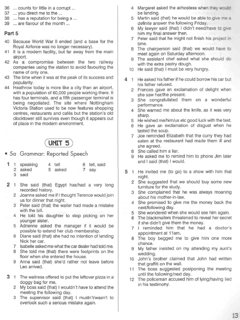 1. Self-study_Reported Speech - Key | PDF