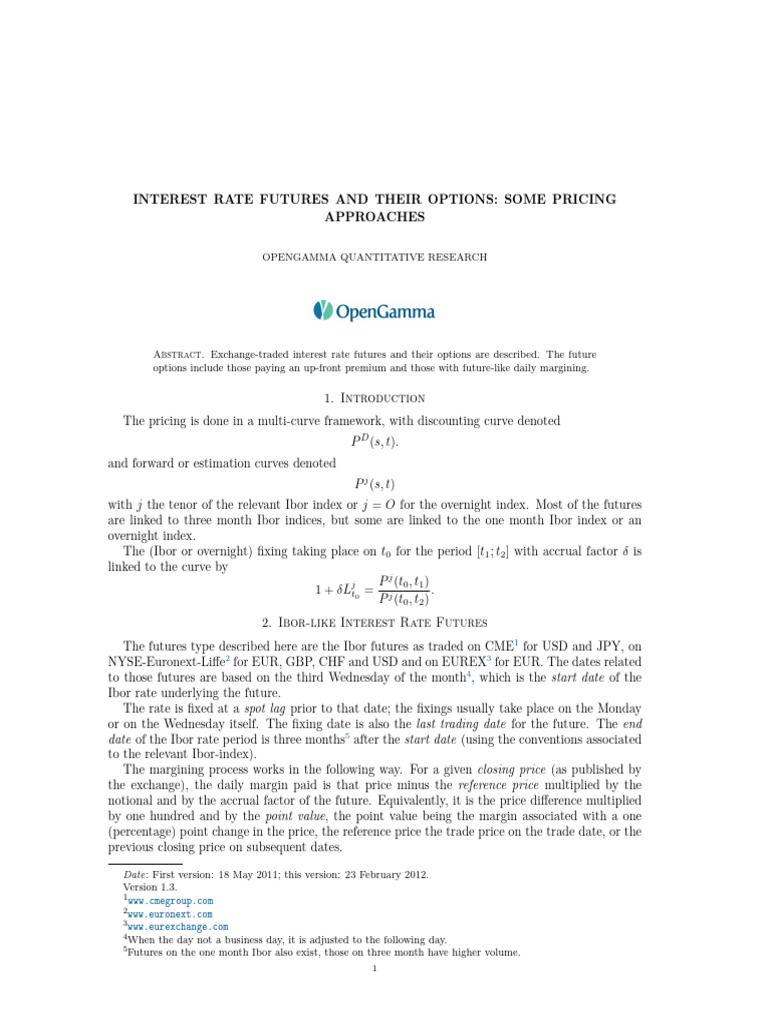 Interest-Rate-Futures-and-Options-OpenGamma | PDF