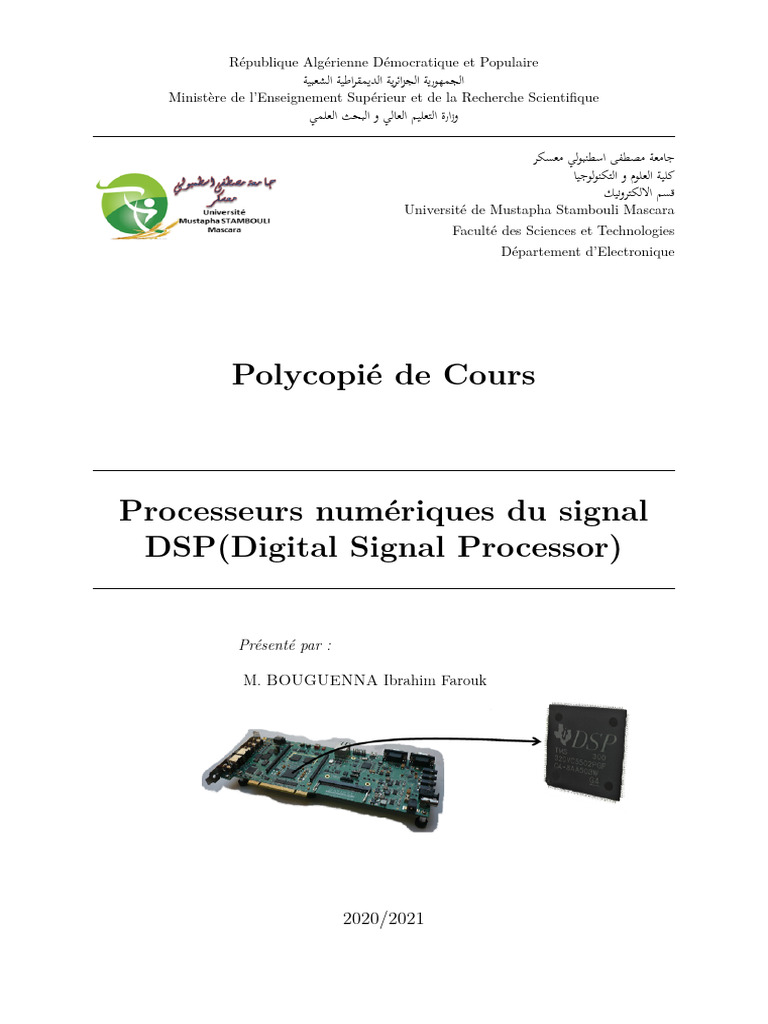 1 Polycopié Cours DSP - Mascara 2021 | PDF